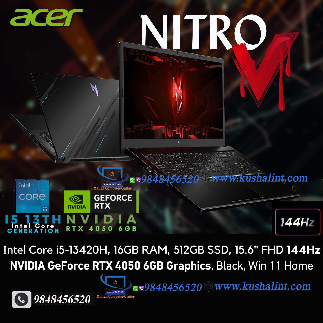 Acer Nitro V Gaming Laptop 13th Gen Intel Core i5-13420H Processor/ 15. ...